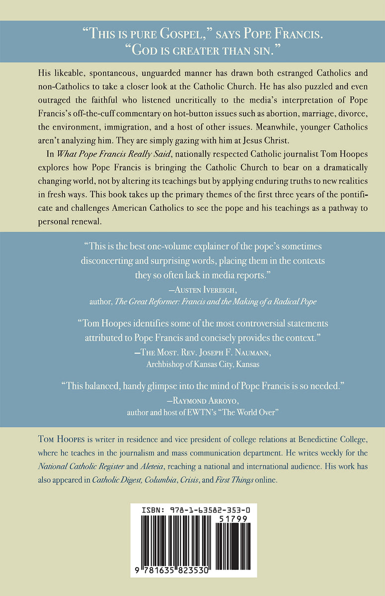What Pope Francis Really Said by Tom Hoopes – Servant